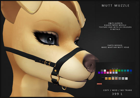 Second Life Marketplace - [MODZ] MUTT MUZZLE + TEXTURE HUD - ADD ME